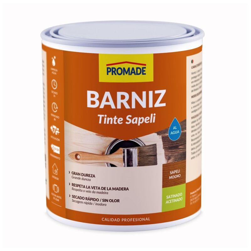 Barniz tinte int satina agua 750 ml sapeli abat404 promade