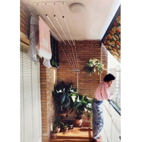 Tendedero techo 100cm acero blanco manivela sube-baja efegete TENTR100