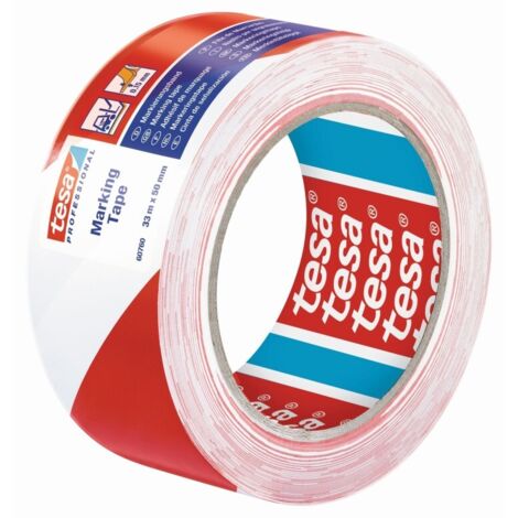 Cinta adh 50mmx 33mt señalizacion pvc ro/bco tesatape