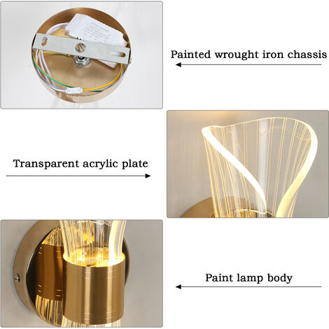 COMELY LED Wall Light Indoor 12W Modern Dimmable Wall Lamp, Acrylic ...