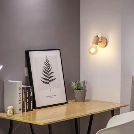 COMELY Set of 2 Vintage Wooden Wall Lamps, Minimalist Style for Bedroom ...