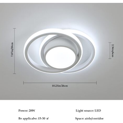 COMELY Modern LED Ceiling Light 32W, Double Circle Aluminum, for ...