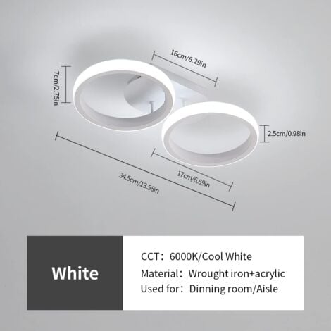 COMELY LED Ceiling Light, Round Ceiling Luminaire with 2 Rings 20W ...