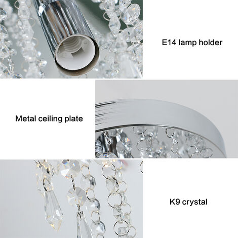 COMELY Crystal Chandeliers Crystal Ceiling Light, E14 K9 Crystal ...