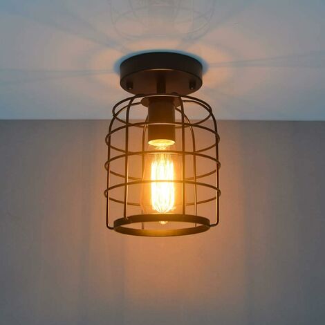 COMELY Industrial Retro Black Metal Cage Ceiling Light, Cage Pendant ...