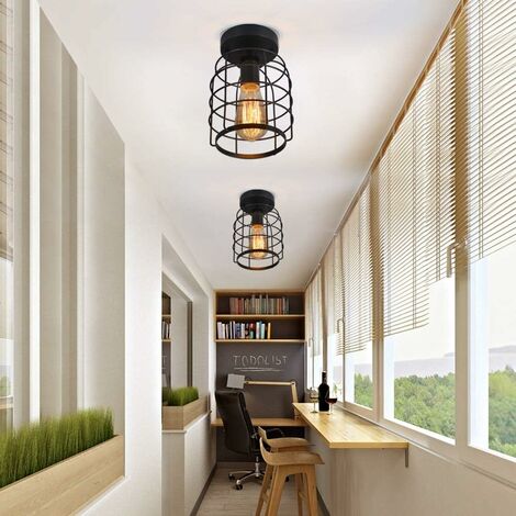 COMELY Industrial Retro Black Metal Cage Ceiling Light, Cage Pendant ...