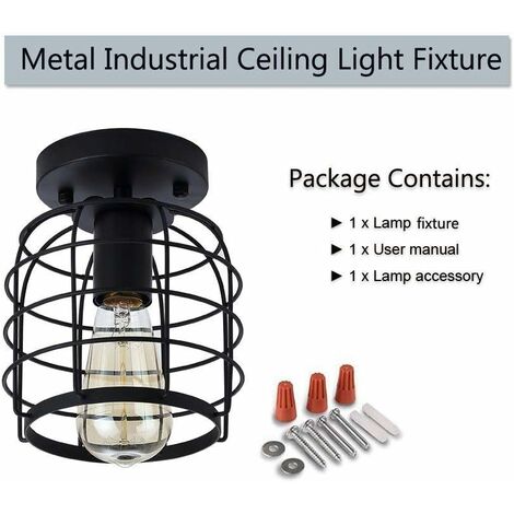 COMELY Industrial Retro Black Metal Cage Ceiling Light, Cage Pendant ...