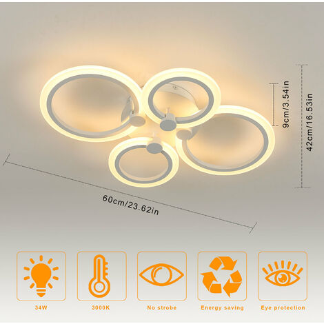 COMELY Modern LED Ceiling Light - Creative 4 Heads 34W Ceiling Lamp ...