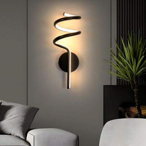 COMELY LED Wall Light 14W, Modern Black Spiral Wall Lamp, Acrylic ...