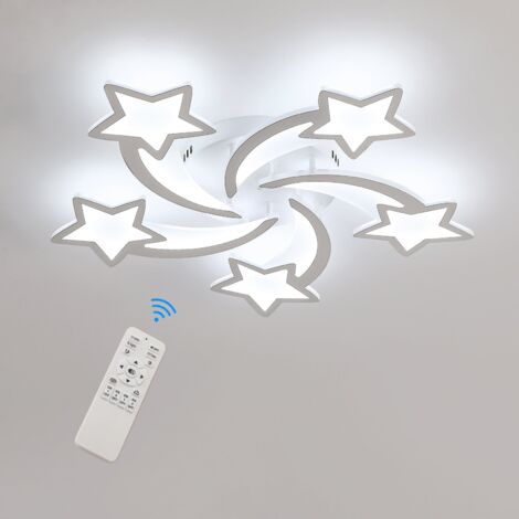 COMELY Modern LED Ceiling Light Dimmable, 50W Creative 5 Head Star ...