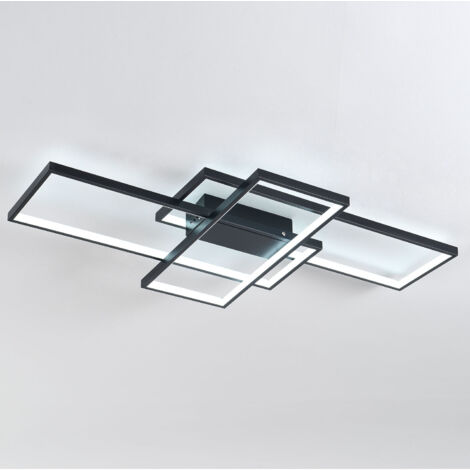 COMELY Modern Rectangular Black LED Ceiling Light, 65W, White Light