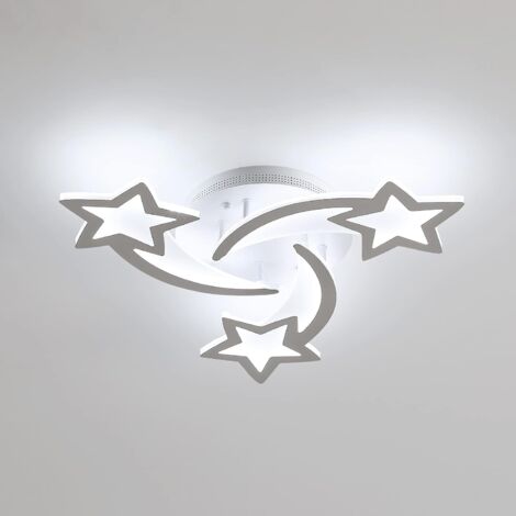 COMELY Modern LED Ceiling Light White, 3 Heads Creative Star Shape ...