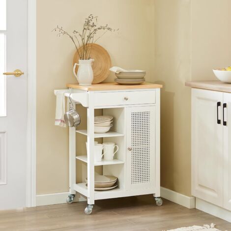 SoBuy Kitchen Storage Trolley with Lattice Design Door,FKW46-II-WN