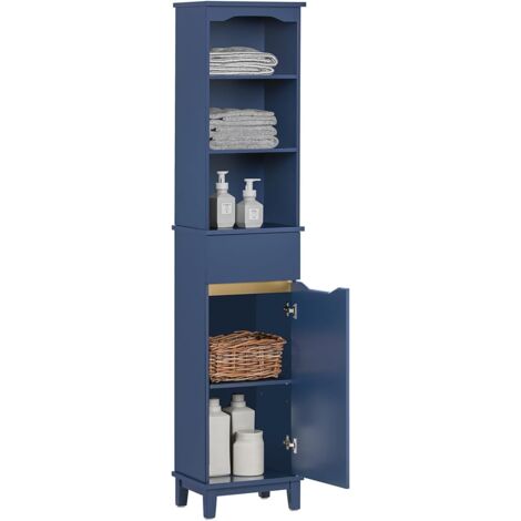 SoBuy Tall Cabinet Tall Cupboard Navy Blue,BZR112-B