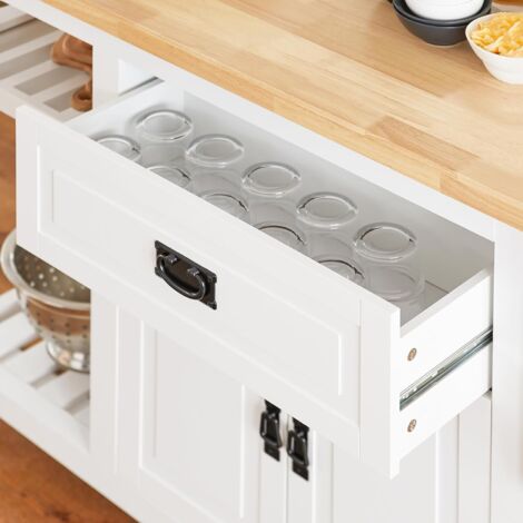 SoBuy Extendable Kitchen Island Bar Cabinet with Rubber Wood Worktop ...