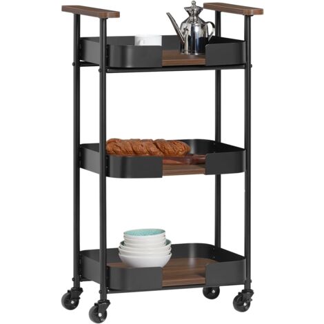 SoBuy 3 Tiers Kitchen Trolley Serving Trolley with 2 Handles,SVW23-SCH