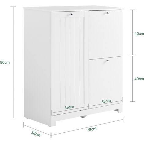 SoBuy Narrow Bathroom Cabinet with 3 Laundry Baskets, Large Integrated ...