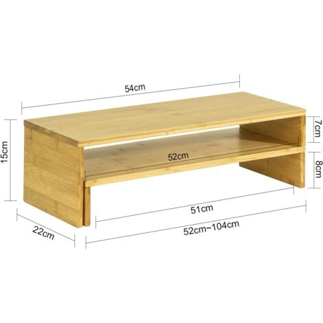 SoBuy 2 Tiers Bamboo Monitor Stand Computer Screen Monitor Stand ...
