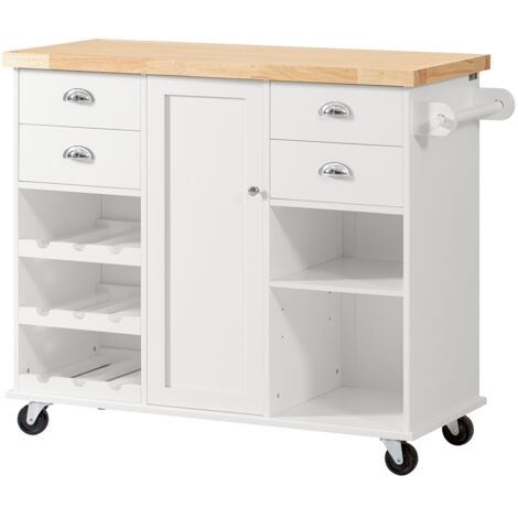 SoBuy Kitchen Storage Trolley Cart with Wine Rack, Kitchen Island ...