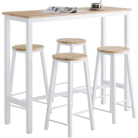 SoBuy Bar Set-1 Bar Table and 4 Stools Bar Set Furniture Dining Set ...