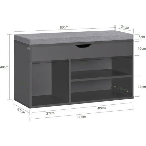 SoBuy Hallway Shoe Cabinet Shoe Bench with Lift Up Bench Top,FSR45-DG