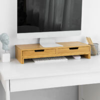 SoBuy 2 Drawers Bamboo Monitor Stand Computer Screen Monitor Stand ...