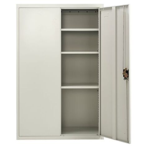 White Stainless Steel Filing cabinet with 3 shelves - 2 Door Lockable ...