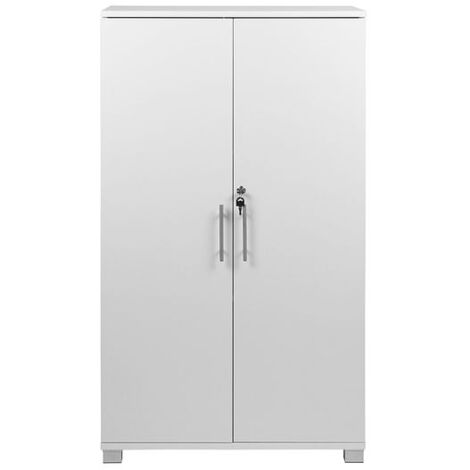 White wooden Filing cabinet with 2 shelves - 2 Door Lockable Filing ...