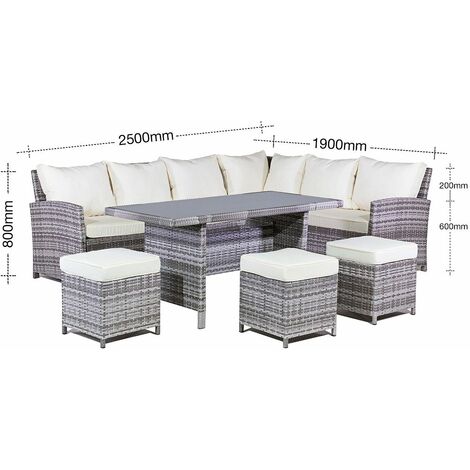 MLM210062 Rattan 8 seater L Shaped Dining set