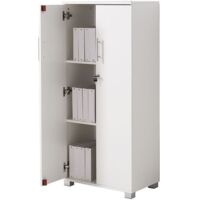 White wooden Filing cabinet with 2 shelves - 2 Door Lockable Filing ...