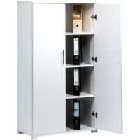 White wooden Filing cabinet with 3 shelves - 2 Door Lockable Filing ...