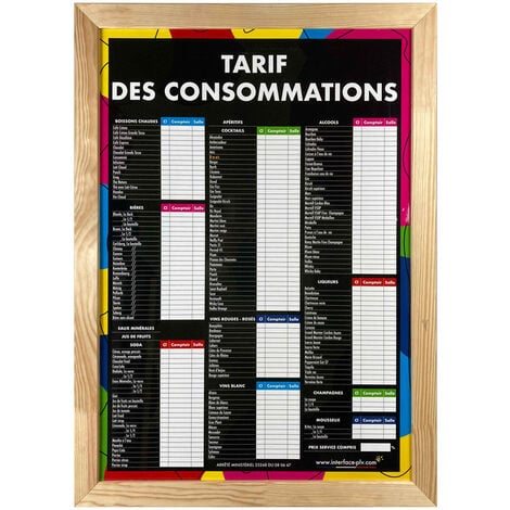 Panneau double face TARIF DES CONSOMMATIONS moderne format A1