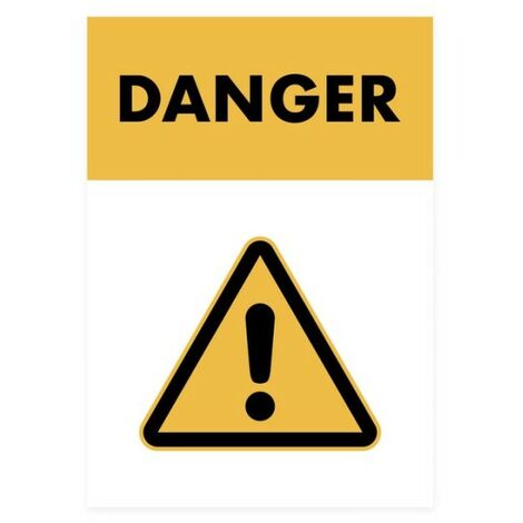 Sticker autocollant DANGER format A5 (fond jaune)