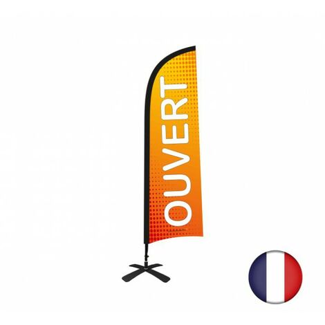 Drapeau OUVERT de dimensions 230 x 70 cm avec kit complet Tramontane