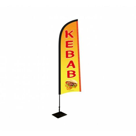Drapeau KEBAB de dimensions 230 x 70 cm avec Kit complet mât, platine ...