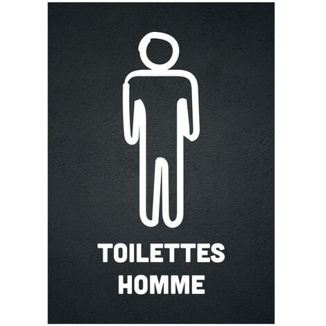 Panneau PVC "TOILETTES HOMME" fond noir format A5