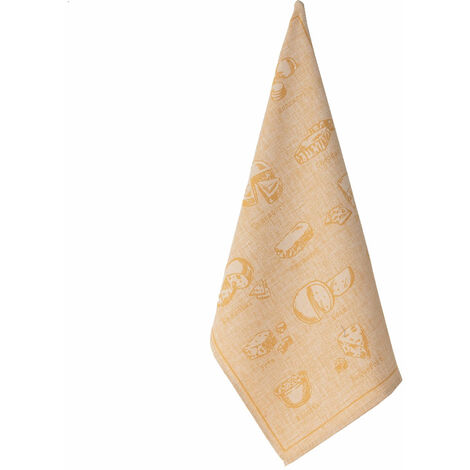 Torchon Jaune imprimé Fromages 50 x 70 cm