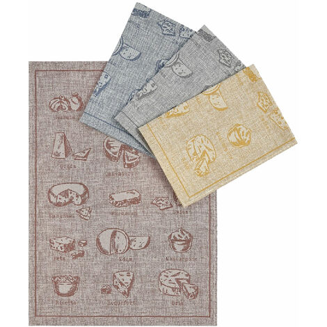 Torchon Jaune imprimé Fromages 50 x 70 cm