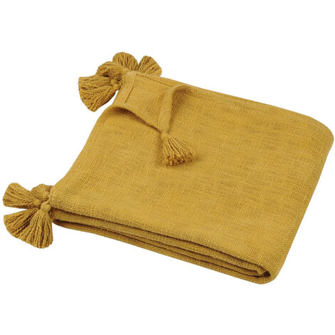 Plaid ou jeté de canapé Sanchez 125 x 150 cm - moutarde