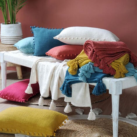 Plaid ou jeté de canapé Sanchez 125 x 150 cm - Naturel