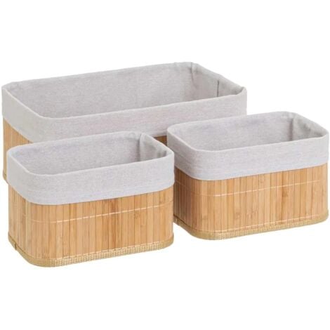 Set de 3 panières de rangement en bambou