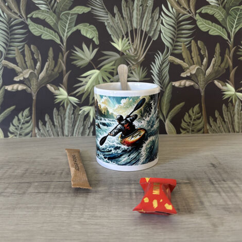 Mug en céramique blanche kayak
