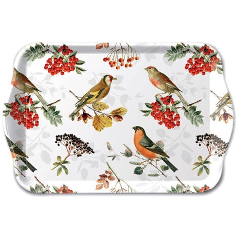 Petit plateau rectangulaire oiseaux en automne