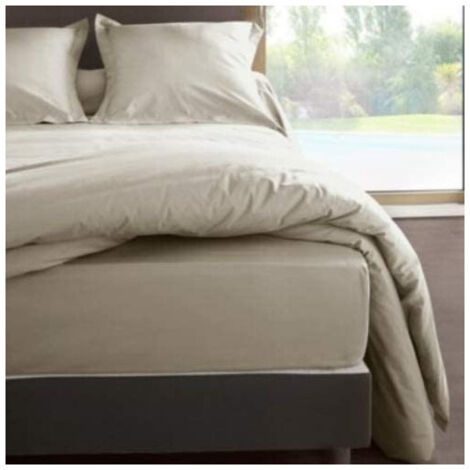 Drap housse Lin en percale de coton 80 fils 90 x 190 x 30 cm