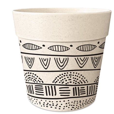 Cache pot en bambou motif ethnique 12 cm