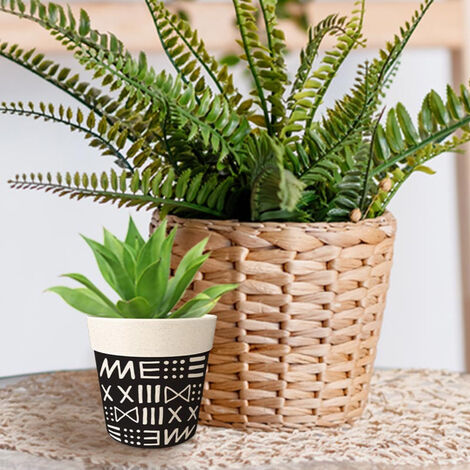 Cache-pot en bambou motif ethnique 8 cm