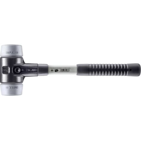 HALDER SIMPLEX Schonhammer Ø 60 mm TPE-mid grau mit verstärkem Tempergussgehäuse und Fiberglasstiel