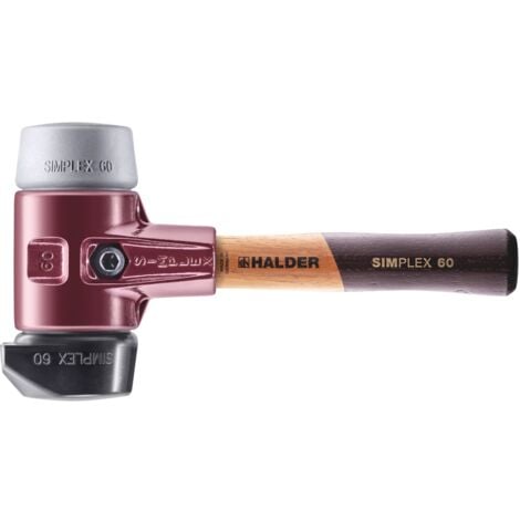 HALDER SIMPLEX Schonhammer Ø 60 mm Gummi schwarz / TPE-mid grau mit Standfuß kurzer Stiel mit ...