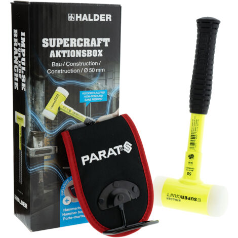 HALDER SUPERCRAFT Aktionsbox Bau Schonhammer Ø 50 mm + PARAT Hammerhalter