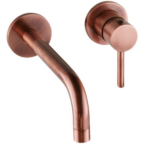 Miscelatore lavabo a parete in colore rame linea moderna Pollini Jessy ...